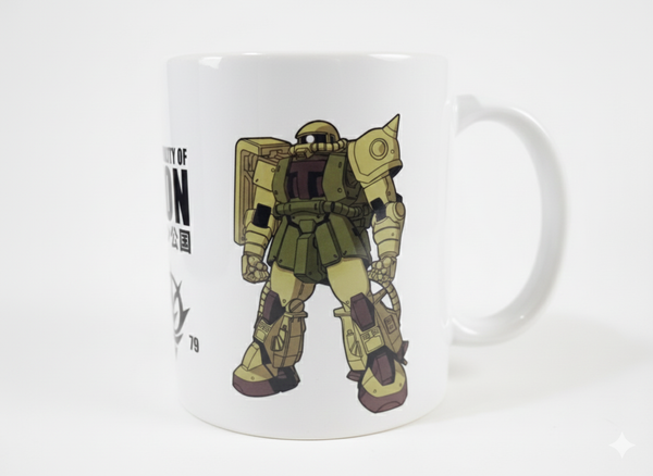Mobile Suit Gundam Mug - Zeon Flag & Green Zaku II | Gundam Coffee Mug ...